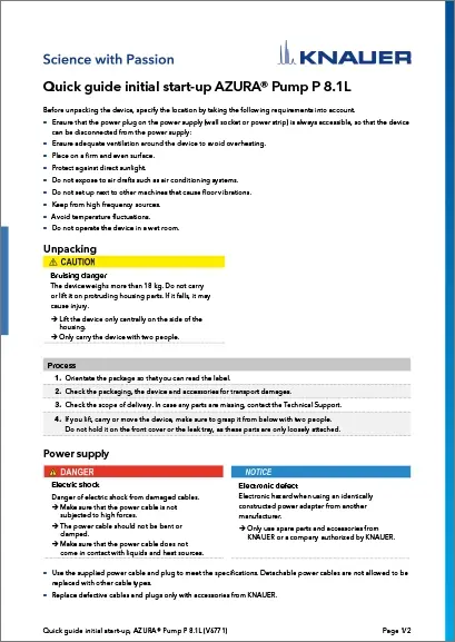 KNAUER Pumps | Manuals & Guides